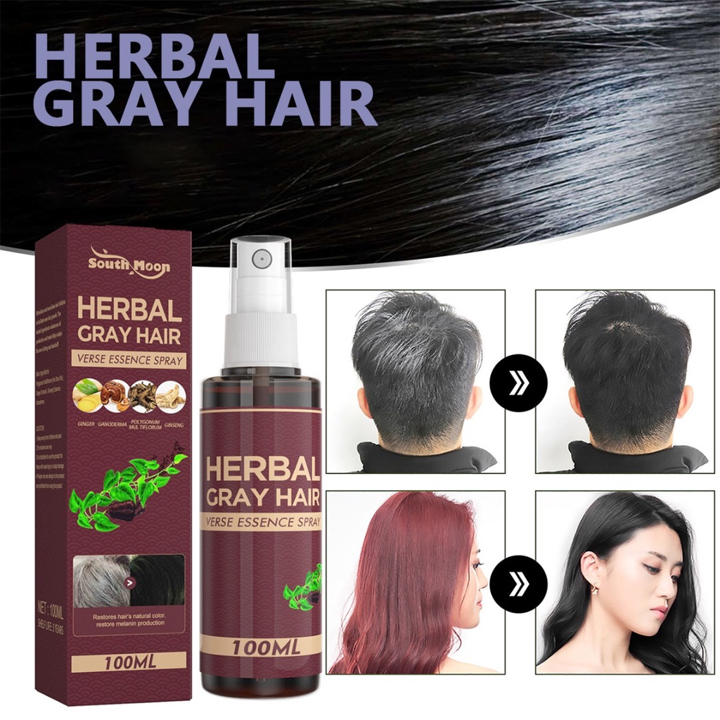 100ml Herbal Gray Hair Reverse Essence Spray Restore Black Hair Serum | Shopee Philippines