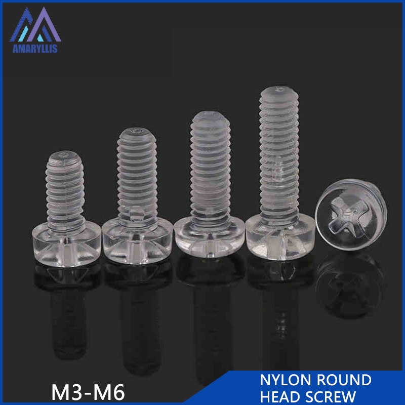 M3 M4 M5 M6 Transparent Phillips Round Head Nylon Screw Acrylic Clear Plastic Nylon M3 Round ...