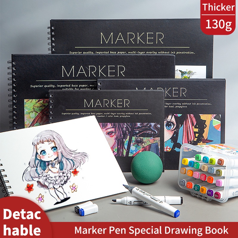 A4/8K/16K Marker pen special sketchbook Sketch Book Bound Sketch Pad Marker Pens Pencils ...