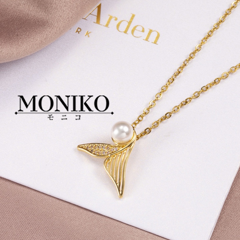MONIKO Original Design 18k Gold Plated Mermaid Pearl Necklace Couture ...