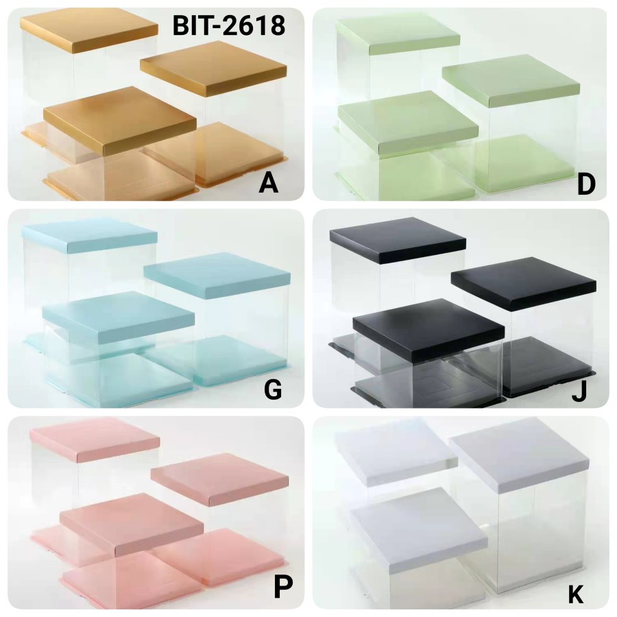 GR-BIT-26 Mica glass cake box gift box clear cake delivery box 26cm ...