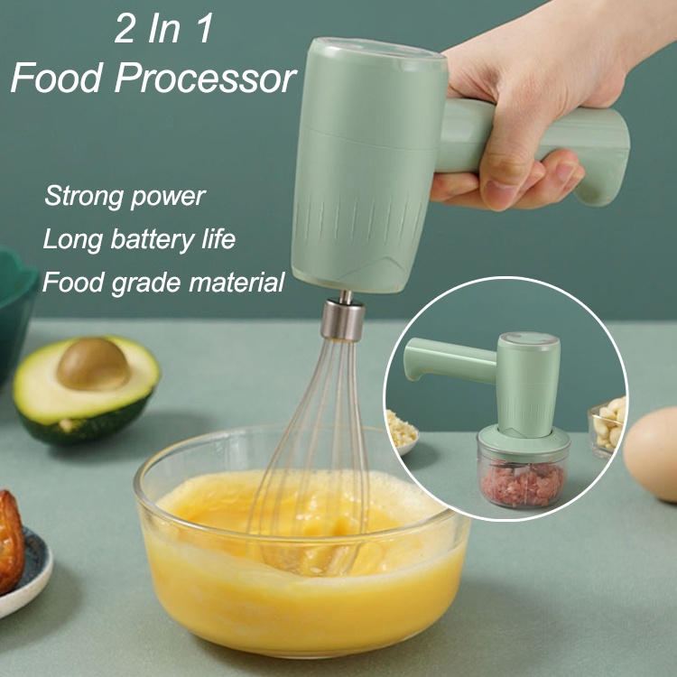 2 in 1 Food Processor Electric Hand Mixer Electric Meat Grinder Garlic ...
