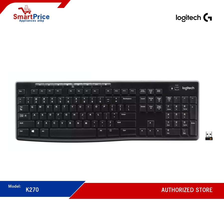 Logitech K270 Wireless Keyboard, 2.4 GHz Wireless, Compatible with PC ...
