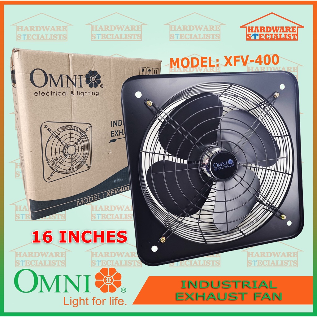 Omni Wall Mounted Industrial Exhaust Fan 16" inches XFV-400 Black ...
