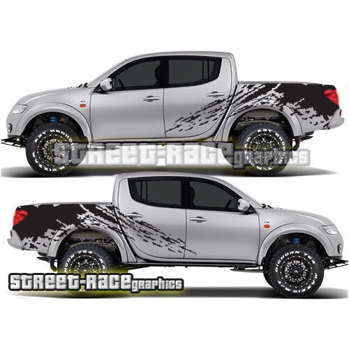 Mitsubishi L200 021 Shredded grunge rally stickers decals graphics rear ...