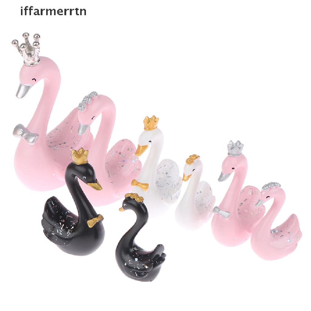 iffar 1 Pair Resin Swan Statue Figurines Swan Cake Topper Sculpture ...