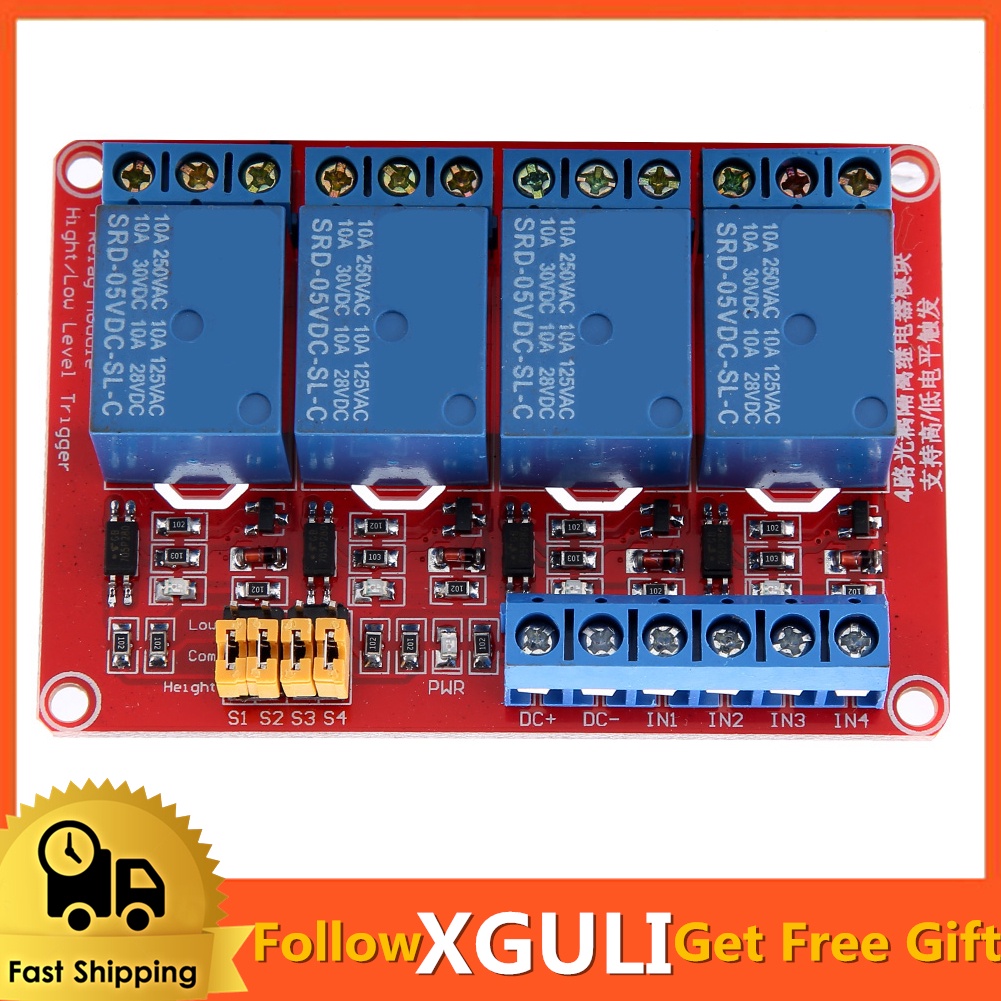 [Ready Stock] 4 Channel Optocoupler Relay Module Board High & Low ...
