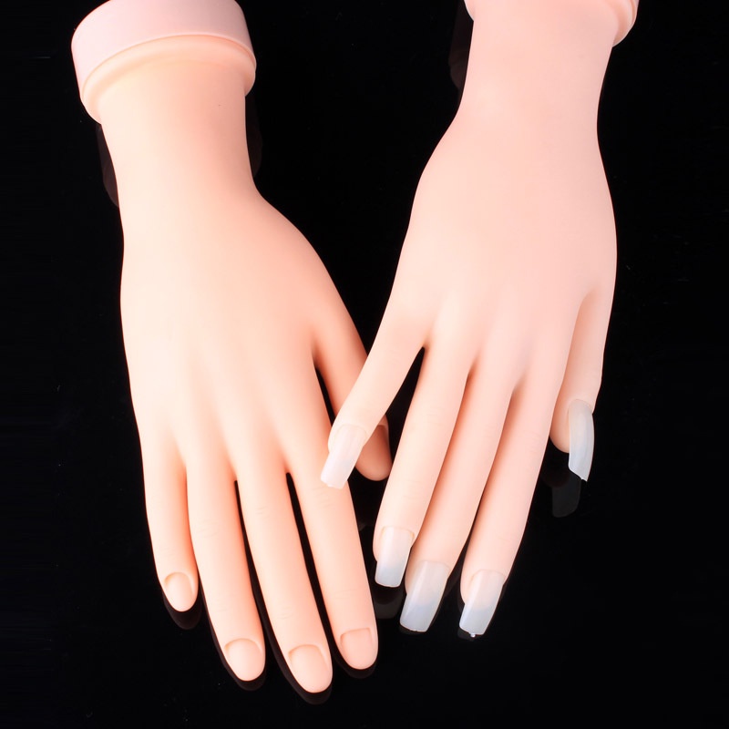 1&2pc Flexible Nail Practice Soft Hand Model Movable Silicone ...