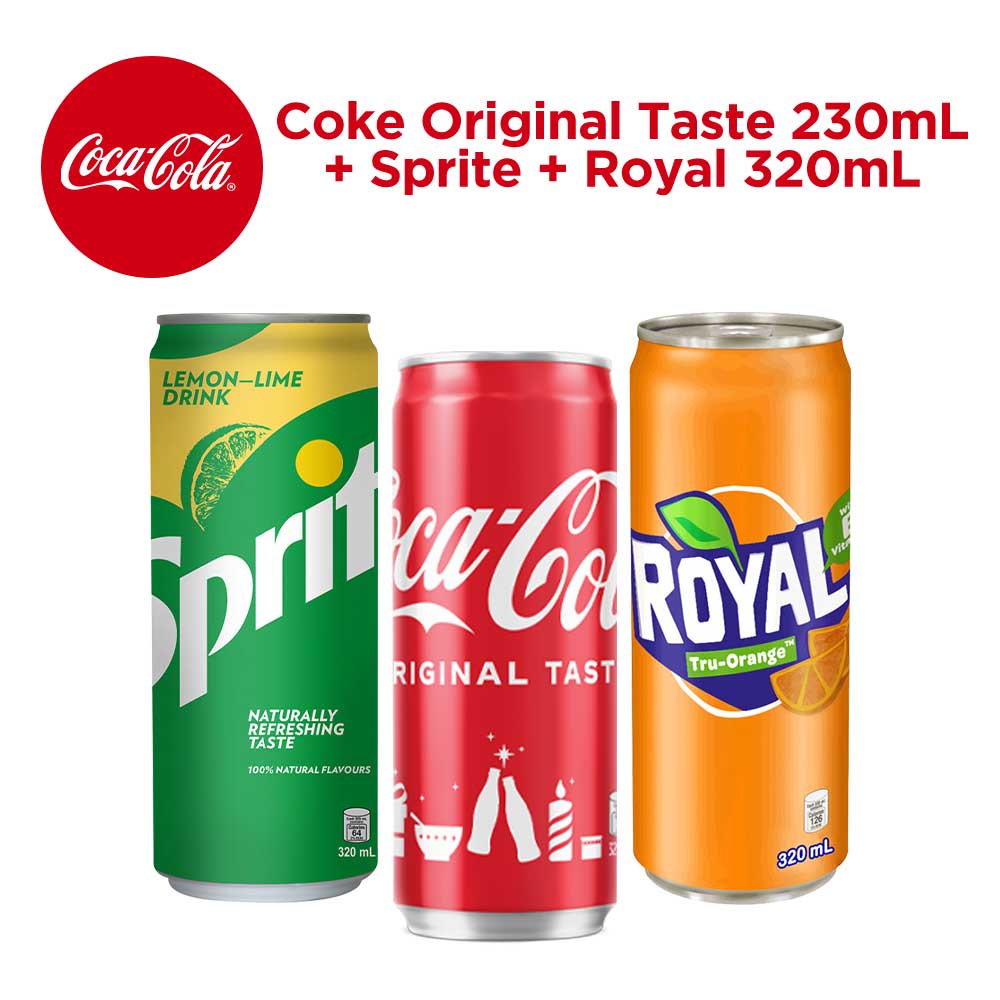Coca-Cola, Sprite Regular, Royal Tru Orange 320mL Rainbow Bundle - Pack ...