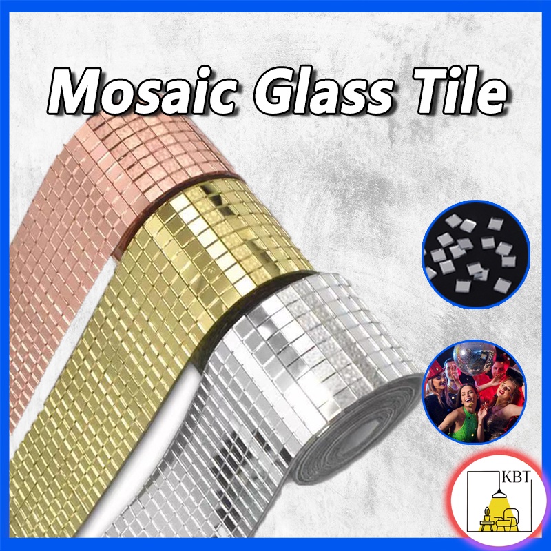 Glass Mini Mirrors Mosaic Tiles Stickers Self-Adhesive Bathroom DIY ...