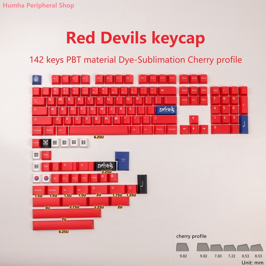 Humha Red Devils keycap 142 keys PBT material Dye-Sublimation Cherry ...