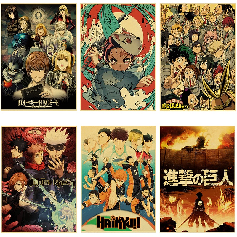 Hot Anime Collection Vintage Poster Death Note/Demon Slayer/Jujutsu ...