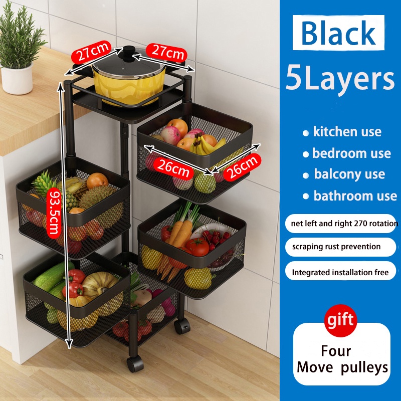 Steel Kitchen Rotating Rack Food Vegetable Spice Shelf Storage ...