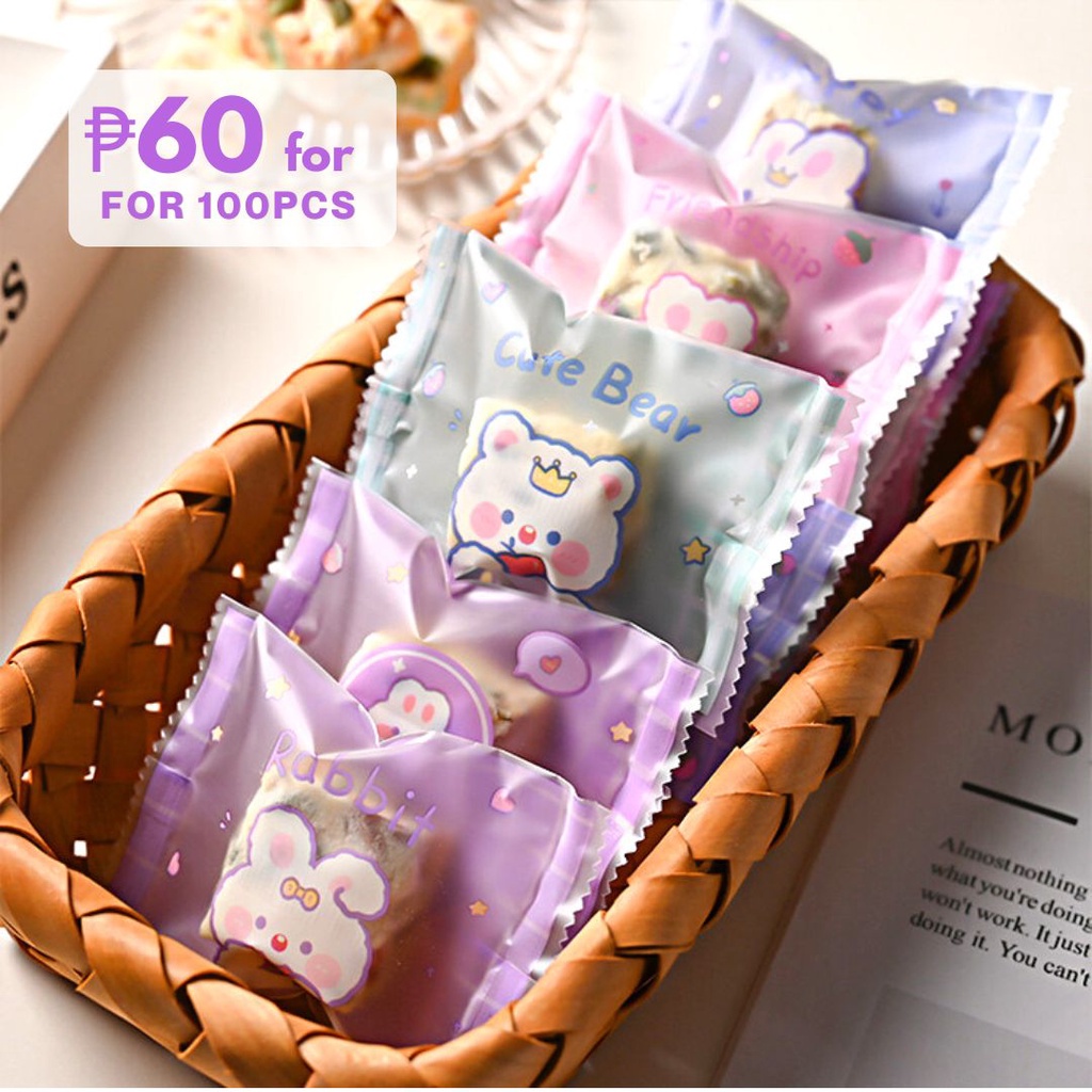 FP1543 (100pcs) 7x10 CM Kawaii Cookie Bag Candy Plastic Sealing Pastry ...