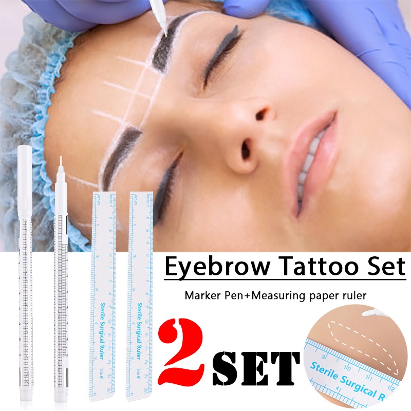 2 Pcs/set White Tattoo Marker Pen for Tattoo Permanent Makeup Surgical Skin Marker Eyebrow Pen ...