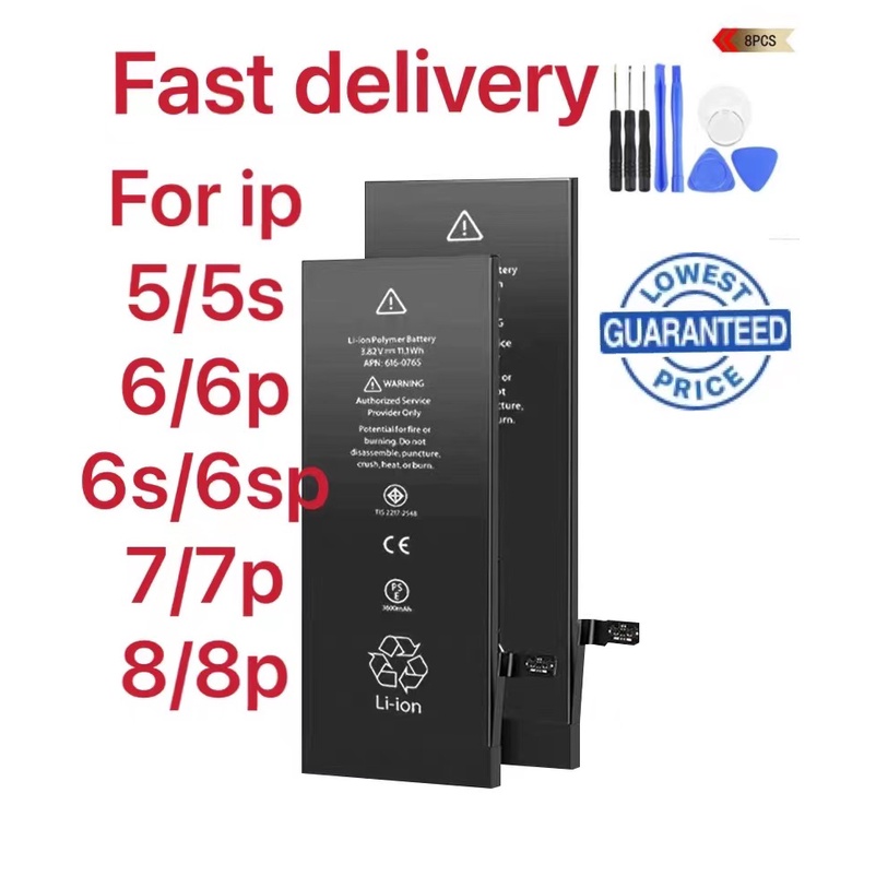 COD for Original Battery 4 4S 5 5S 6 6S 7 PLUS 6+ 7+ 8 8Plus with DIY ...