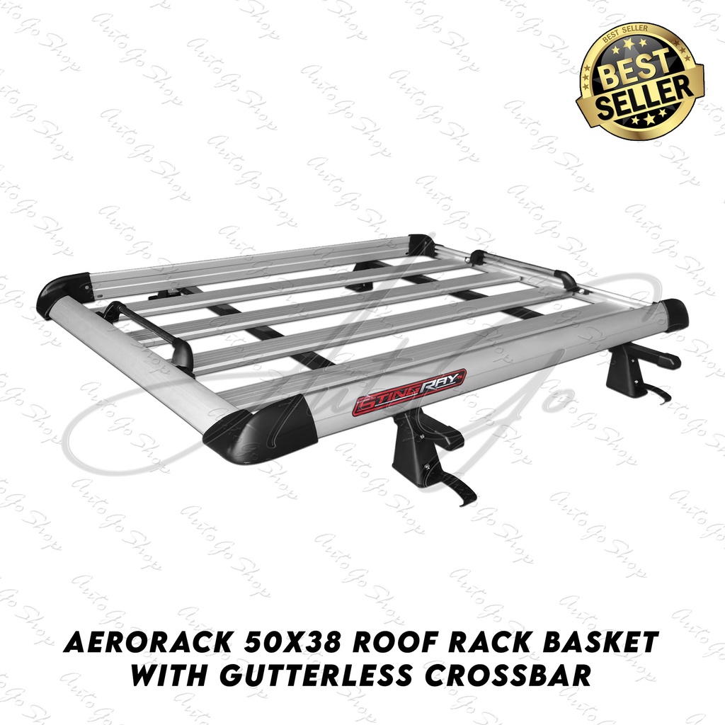 50x38 Inches Roof Rack Basket with Gutterless Crossbar (Silver ...
