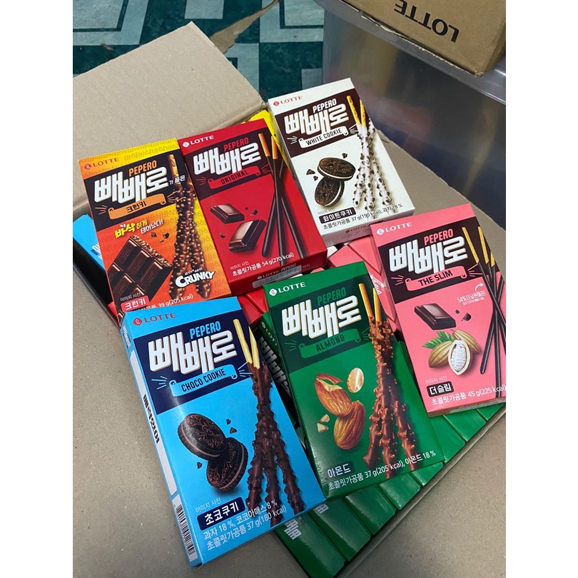 LOTTE PEPERO 1BOX 40PCS ORIGINAL, ALMOND, WHITE COOKIE, CRUNCHY, SNOWY ...