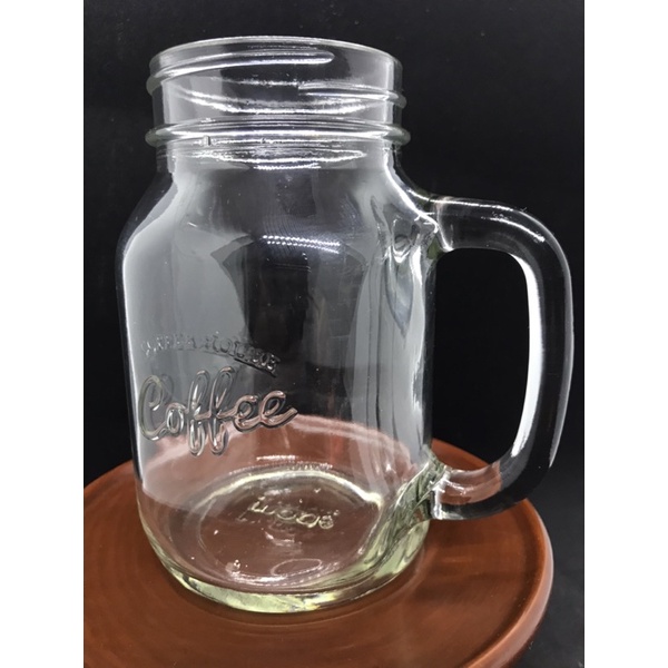 Embossed Coffee Mason Jar with Handle | Shopee Philippines