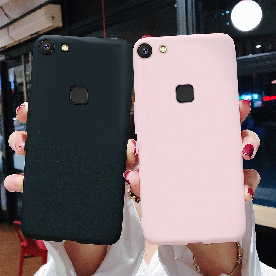 Vivo V7 V7+ Plus 1716 1718 Phone Case Candy Jelly Plain Matte Simple ...