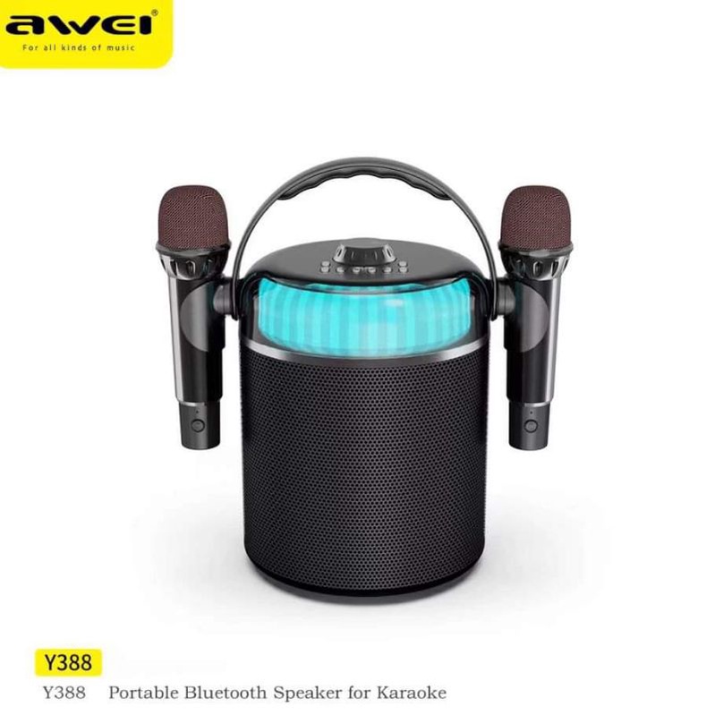 Awei Y388 Hifi Karaoke Bluetooth Wireless Speaker USB Outdoor System Convenient Bass Box W/ 2pc ...