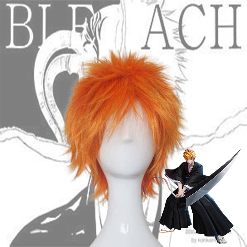 BLEACH Kurosaki Ichigo Pain Short Fluffy Cosplay Wigs for Man Boys Heat ...