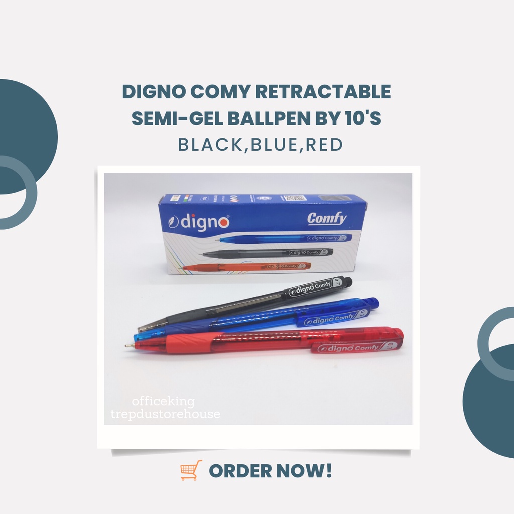 DIGNO Comfy Retractable Semi-gel Ballpen by 10's 0.7mm | Shopee Philippines