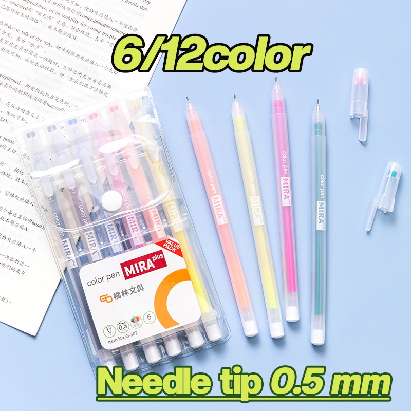 Color Gel Pen Set 0.5mm 6/12Colors ballpoint pen stationery Writing ...