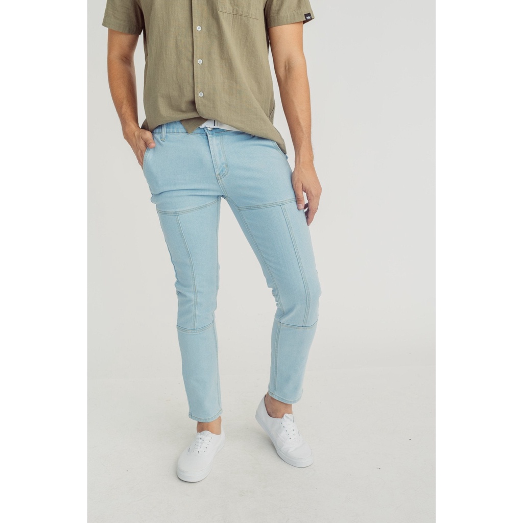 Mossimo Light Blue Slim Low Rise Garterize Jeans with Belt | Shopee ...