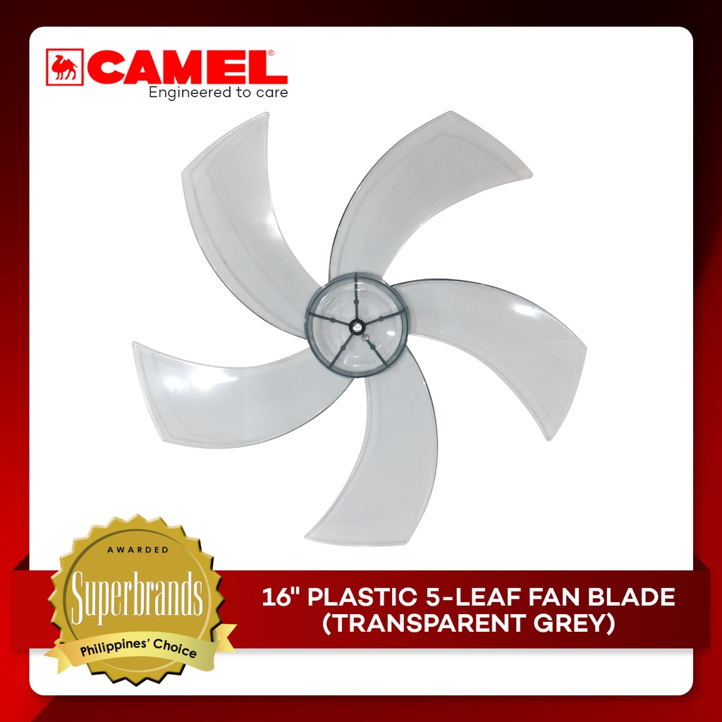 Camel REB-008-000-08 Plastic 5-Leaf Fan Blade 16" (Transparent Grey ...