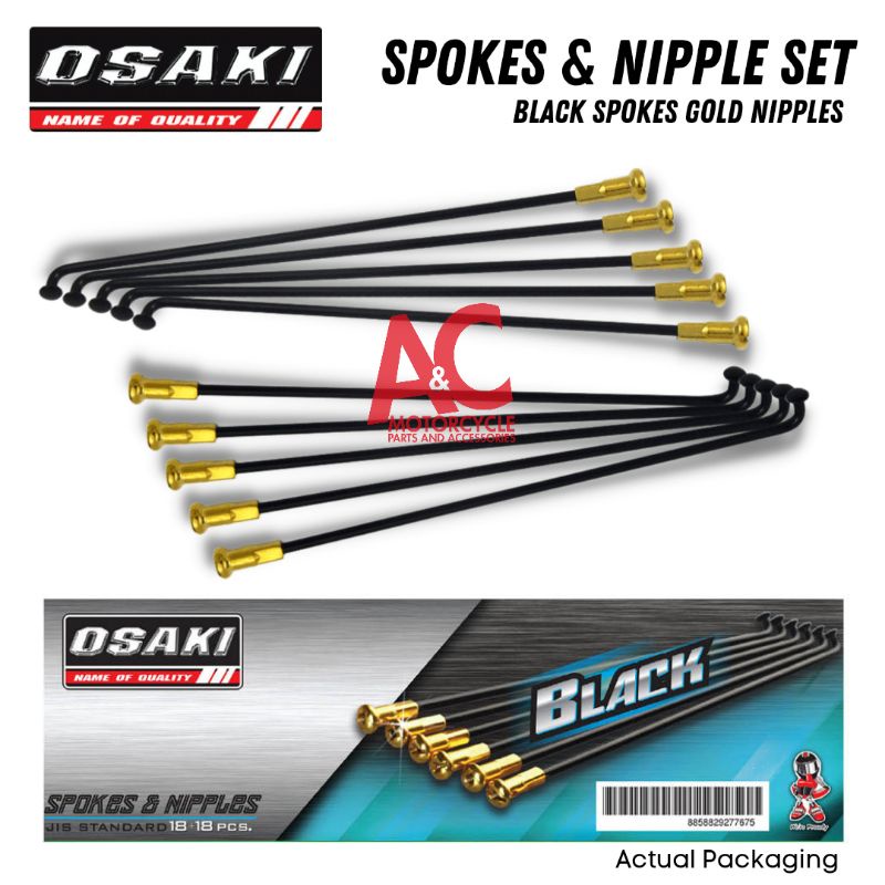 Osaki Spokes/ Rios/Rayos Black and Gold 10G Set (36pcs) | Shopee ...