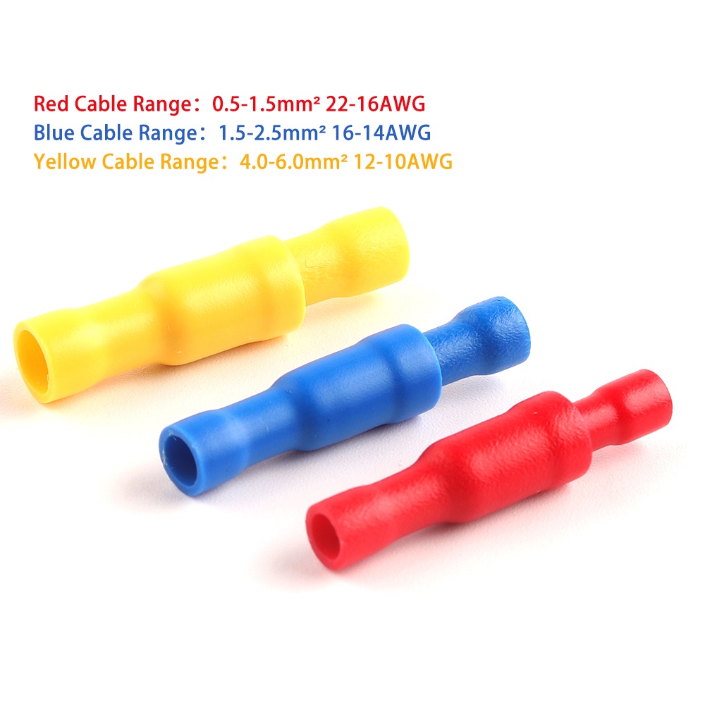 Female Male Insulating Joint Wire Connector Bullet Audio Wiring ...