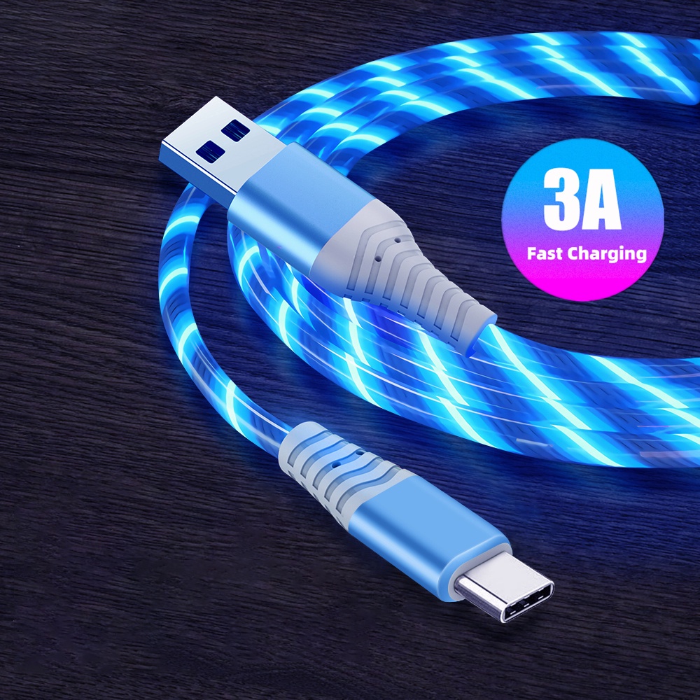 3A Glowing Cable Micro USB Android Type C Cable Fast Charging For ...