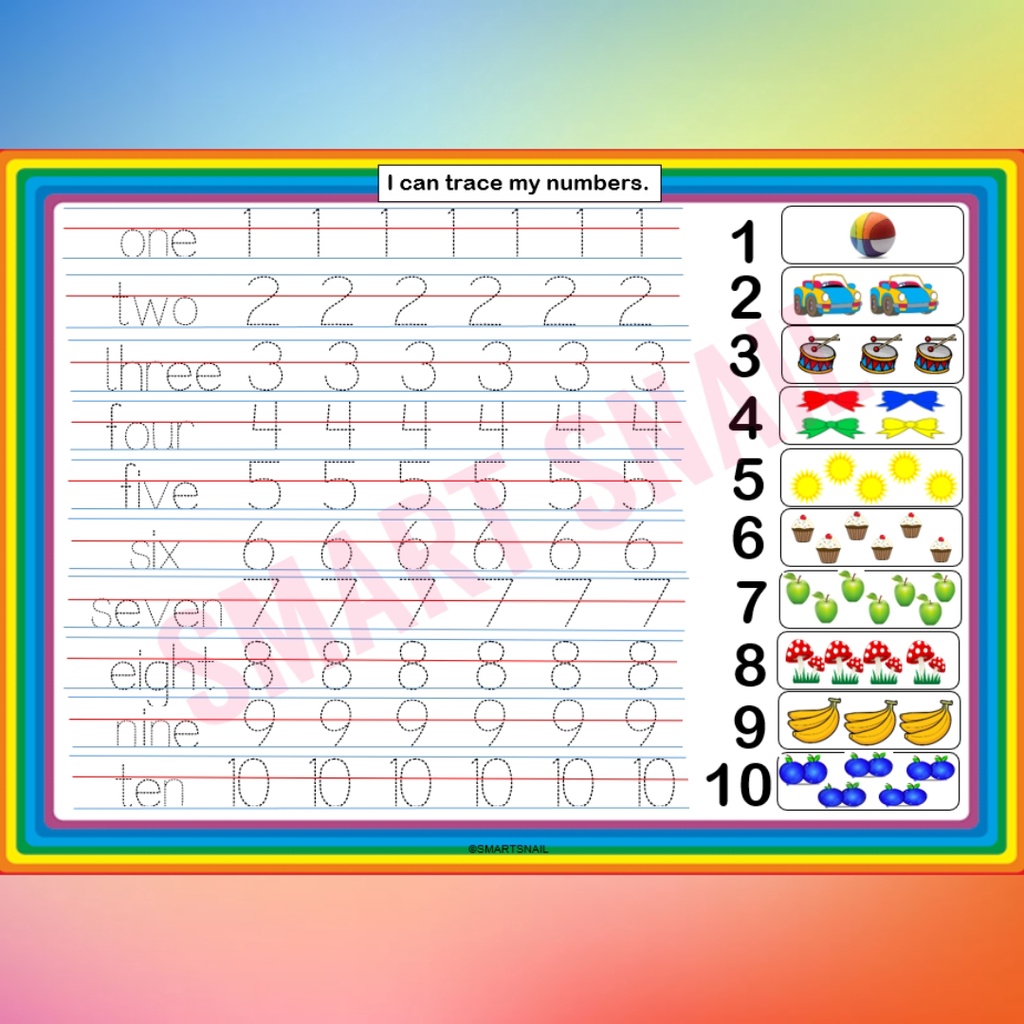 Laminated Tracing Numbers with free dry erase marker | Shopee Philippines