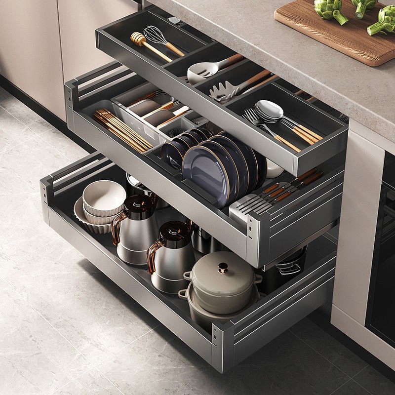 3 Tier Pull Out Drawer Cabinet Organizer, Gliding Cupboard Shelf for ...