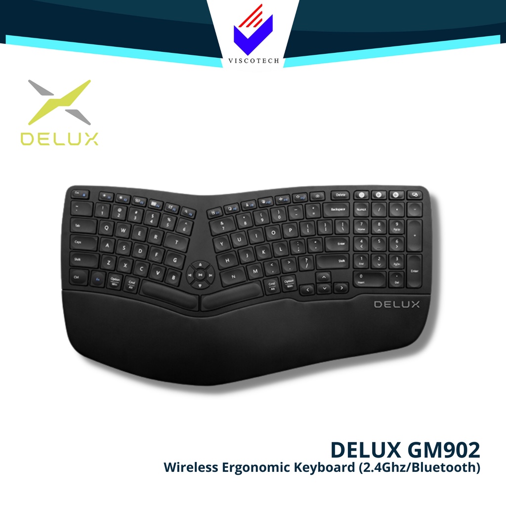 Delux GM902 Wireless Ergonomic Keyboard 2.4ghz/Bluetooth | Shopee ...