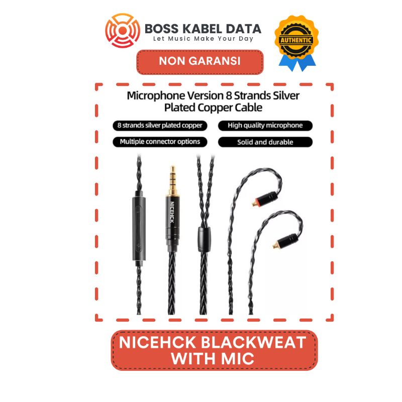 Nicehck Blacksweat Cable 8 Core with Microphone and Volume Control ...