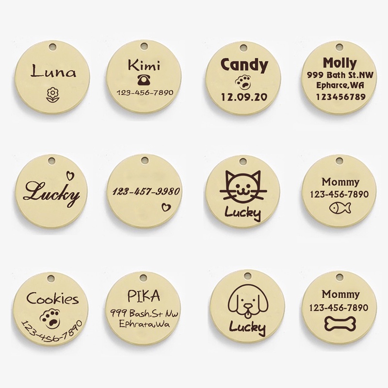 Dog ID Tag Cat Personalized Tag with Name Birth Flower for Engraved ...