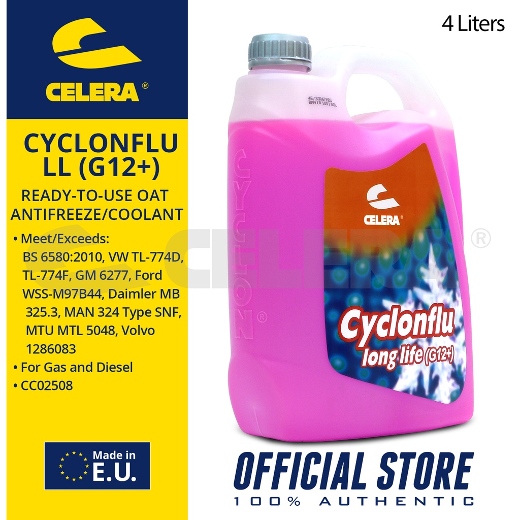 CELERA CYCLONFLU LL (G12+) Ready-To-Use OAT Car Radiator Coolant Pink ...
