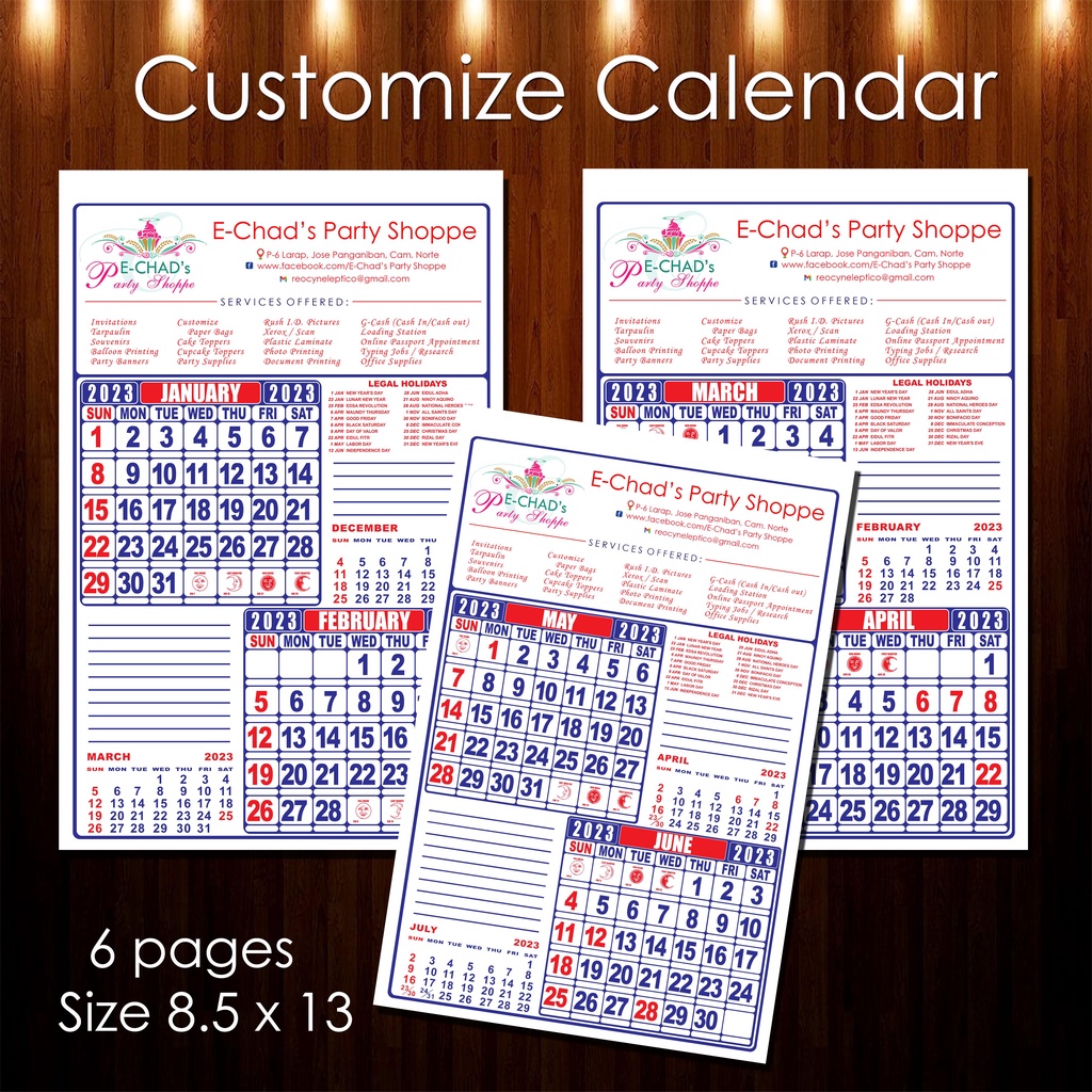 Commercial Calendar (6 pages) | Shopee Philippines