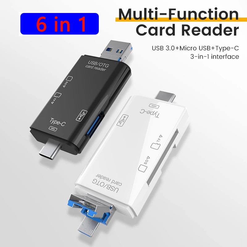 6 in 1 Multifunctional usb type C/usb/micro usb/tf/SD Smart Memory Card ...