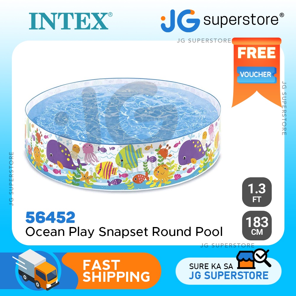 Intex 56452 Ocean Play SnapSet 1.83m x 38cm Round Backyard Swimming ...