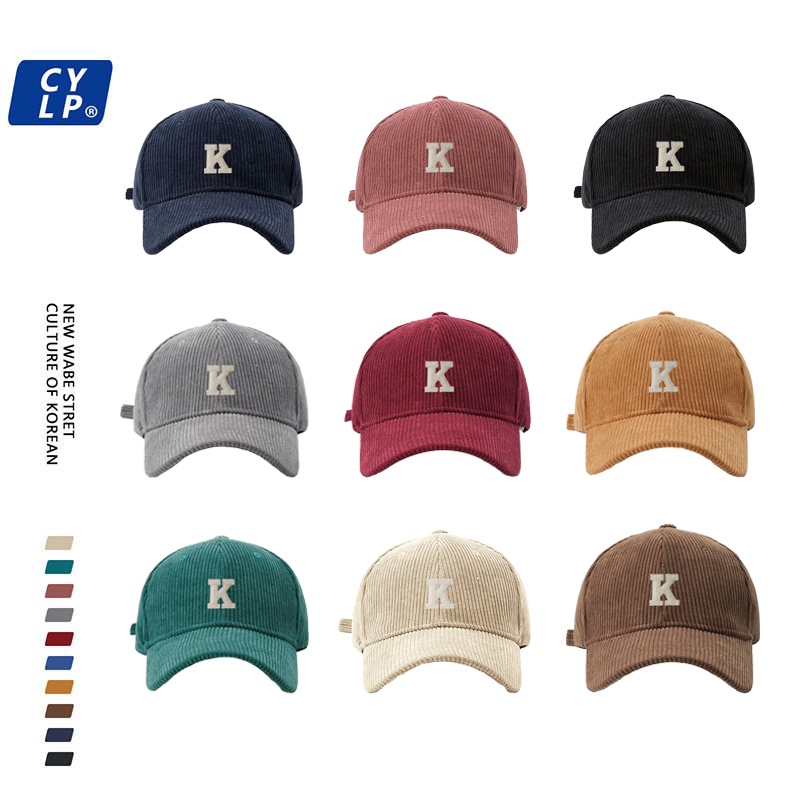 Corduroy Stylish Casual Letter K Baseball Cap | Shopee Philippines