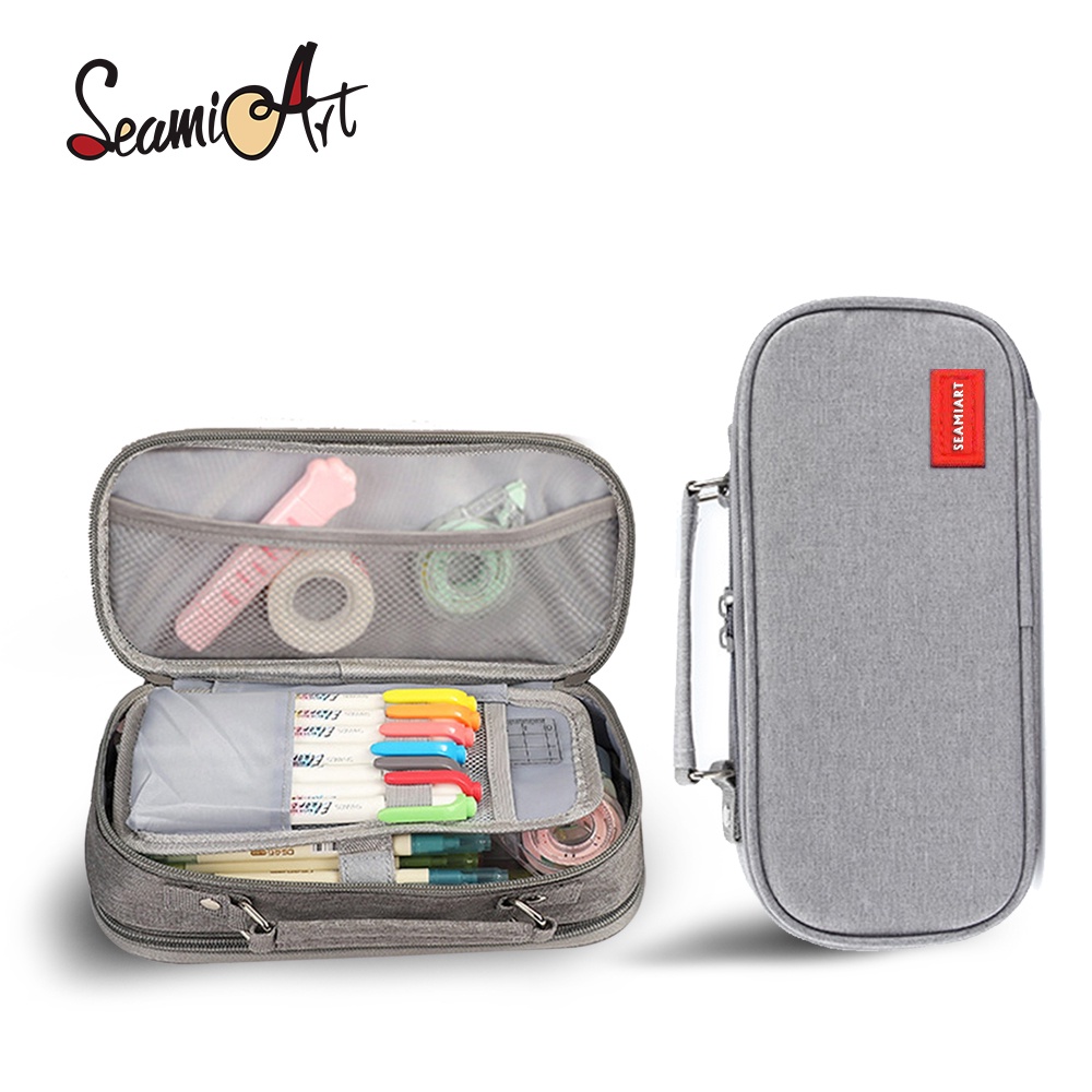 SeamiArt 1PC Big Capacity Zipper Pencil Case Multifunction Double Layer ...