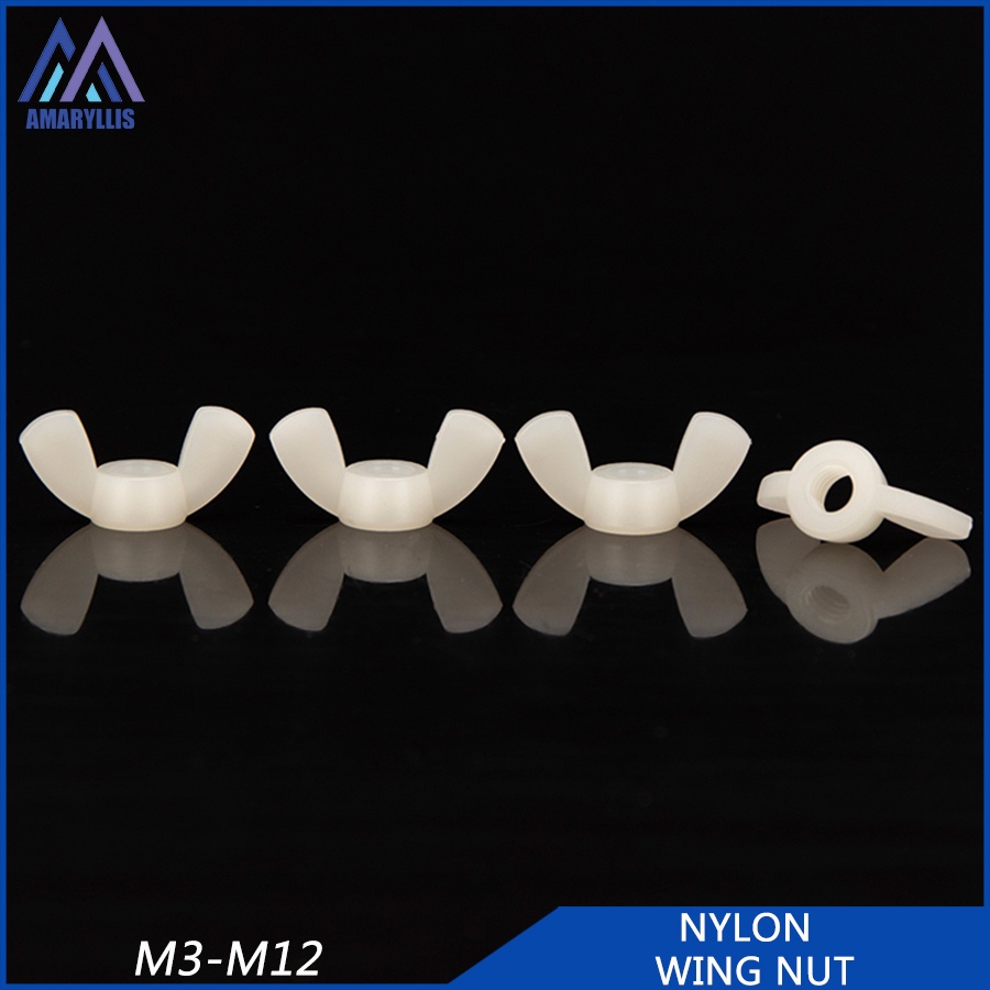 Nylon Wing Nuts Butterfly Nut to Fit Bolts & Screws Black White M3 M4 ...