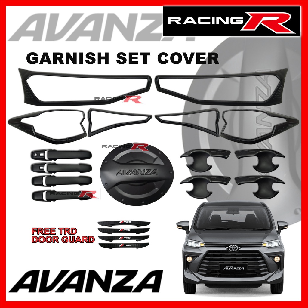 Toyota Avanza 2022 - 2023 Garnish Combo set cover Matte Black With or w ...