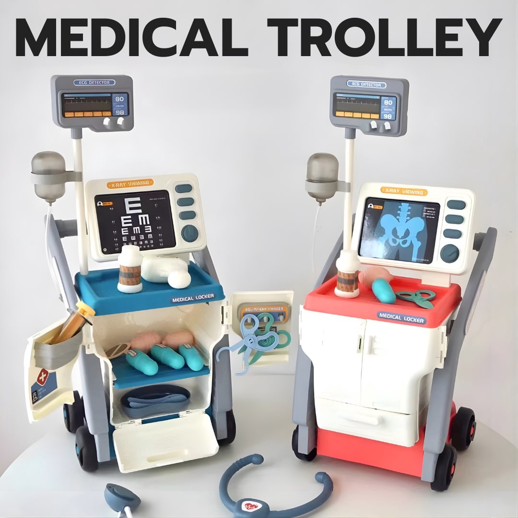 Medical Realistic Cart with XRAY Doctor Trolley for Kids Pretend Play ...
