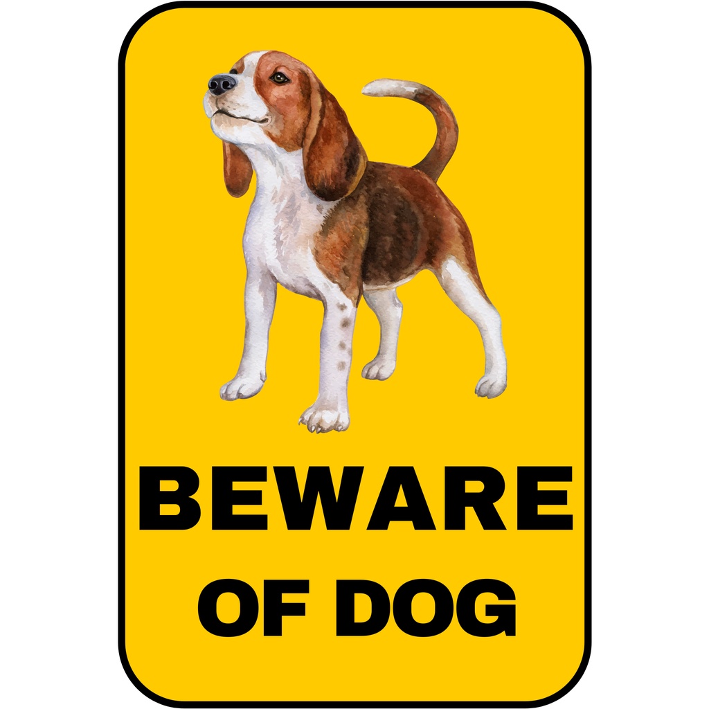 BEWARE OF DOG SIGNAGE Waterproof Vinyl Sticker - 7 1/2 x 11 1/4 inches ...