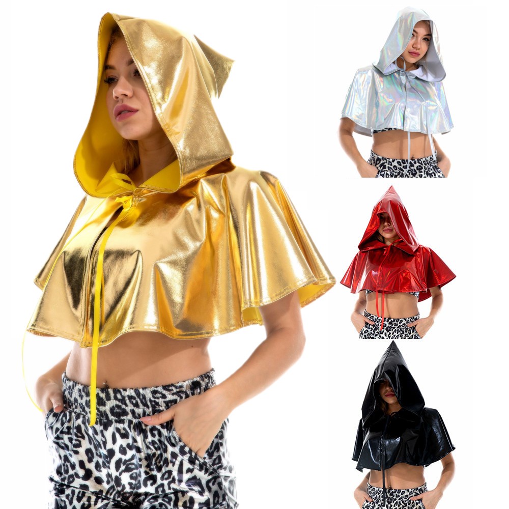 Women Grim Reaper Cosplay Costumes Golden Shiny Short Cloaks Silver ...