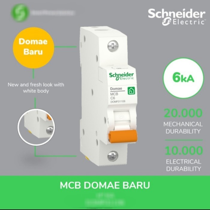 Mcb Schneider New Domae 1phase 2A,4A,6A,10A,16A,20A,25A,32A,40A,50A,63A 1P - 6A | Shopee Philippines